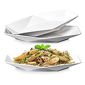 DELLING 13.7 inch Serving Platter, Geometric Serving Plates, White Porcelain Platters for Serving Food, Serving Trays for Party, Entertaining, Appetizer, Fruit, Salad, Oven Safe Dinnerware Set of 3