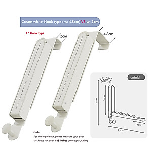 Over The Door Folding Clothes Drying Rack, Alluminum Alloy Hanger with Retractable Lod, Laundry Hanging Coat Rack with 6 Groves, Clothing Hanger Hook for Towel,Coat,Bag and Robe (White Hook Type)