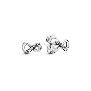 PANDORA Sparkling Infinity Stud Earrings - Great Gift for Her - Stunning Women's Earrings - Sterling Silver & Cubic Zirconia, No Gift Box