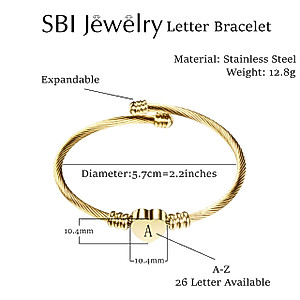 SBI Jewelry Women Gold Initial J Letter Cuff Bracelets Name Alphabet Heart Love Stainless Steel Friendship Daughter Mom Sister Christmas Birthday Anniversary