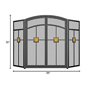 Panacea Products 15137 3-Panel Mission Fireplace Screen,Black