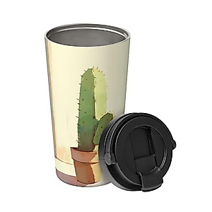WANGXUEE Cactus Print 500ml Stainless Steel Travel Tumbler Double Wall Vacuum Insulated Coffee Mug