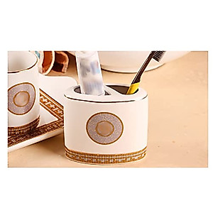 HNSYYUEYOU Ceramic Wash Set Bathroom Toothbrush Holder Mouthwash Cup Soap Dispenser Soap Dish Tray Bathroom Six-Piece Set (Size : X-Small)