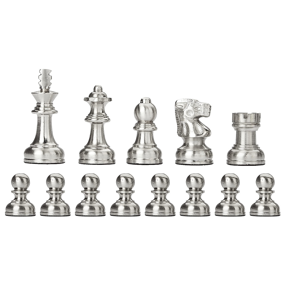 IWIS GLOBAL Chess Pieces Only No Board, 32 Large Quadruple Weighted Metal Chess Pieces with 2 Extra Queen, 2.6” King Heavy Piece, Chrome Silver-Metallic Black in Unique Gift Storage Box