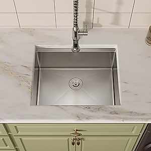 Yurshen 23 Laundry Sink Stainless Steel 23x19x13 Inch Undermount Stainless Steel Utility Sink Workstation Deep Single Bowl 16 Gauge Under Counter Kitchen Laundry Room Utility Sink Basin, YSUWL101-23
