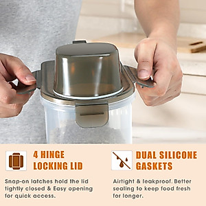 TBMAXS Rice Storage Container 10 Lbs, Airtight Food Dispenser with Large Spout and Cup for Rice, Cereal, Flour, Oatmeal, Pet Dog Cat Food Storage