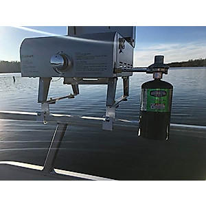 CUISINART Grill Modified for Pontoon Boat with Arnall's Stainless Grill Bracket Set + Chef Professional Featuring Full Stainless-Steel Construction