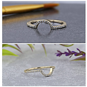 Dazzlingrock Collection Round White Diamond Anniversary Wedding Stackable Band Contour Guard Ring for Her (0.15 ctw, Color I-J, Clarity I1-I2) in 18K Yellow Gold Size 5.5