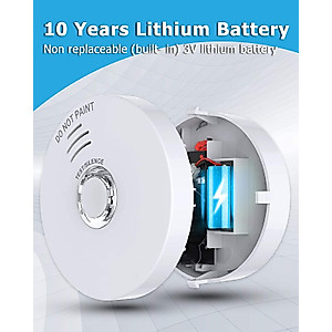 SITERLINK Smoke Detector, 10 Year Battery Operated Smoke Alarm with LED Indicator, Fire Alarm Smoke Detector with Test & Silence Button for Home, GS508C (4 Pack)