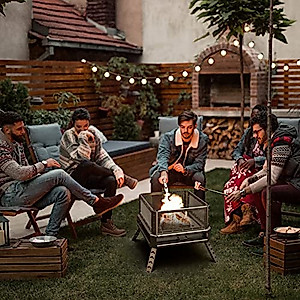 FlareTOP Portable Stainless Steel Fire Pit, Outdoor Foldable Firepit, Small Wood Burning Bonfire Pit, Camping BBQ Grill for Patio, Backyard, Log Grate, Poker