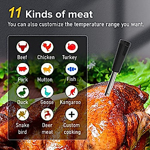 Kt Thermo Digital Meat Cooking Thermometer with 195ft Bluetooth Wireless Range/Mobile Phone Connection/Smart APP/for Cooking and Grilling/Probe Type
