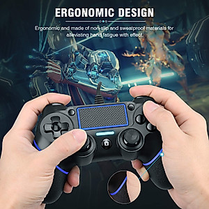 ORDA Wired Controller Compatible with PC,with Motion Motors,Mini LED Indicator and Anti-Slip Design -Blue