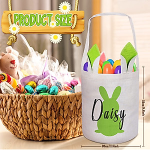 Personalized Easter Baskets for Kids, VAPCUFF Easter Basket Bags Easter Eggs Basket Easter Bunny Basket Easter Eggs Hunt Basket Personalized Easter Gifts for Girls Boys - Pink