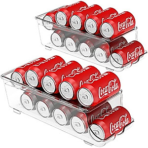 Simple Houseware 2-Pack Front-Loading Beverage Soda Can Organizer Dispenser, Clear