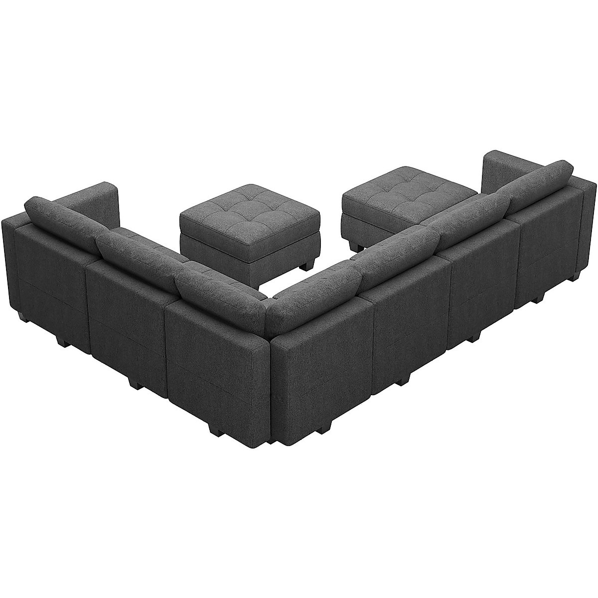 Belffin Modular Sectional Sofa Set with Ottomans Oversized U Shaped Sofa Set with Storage Seat Modular Sofa Couch with Reversible Chaises Modern Fabric Dark Grey