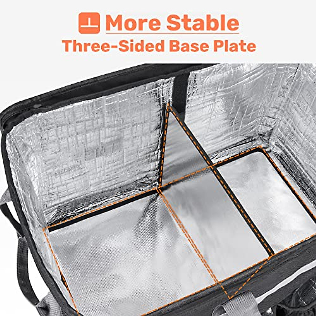 Insulated Food Delivery Bag with 4 Cup Holders, Large Warm & Cooler Shipping Bag, Catering Thermal Bag for Cold and Hot Food Transport, Grocery Bags for Pizza Delivery, Beverages, Uber Eat, Camping