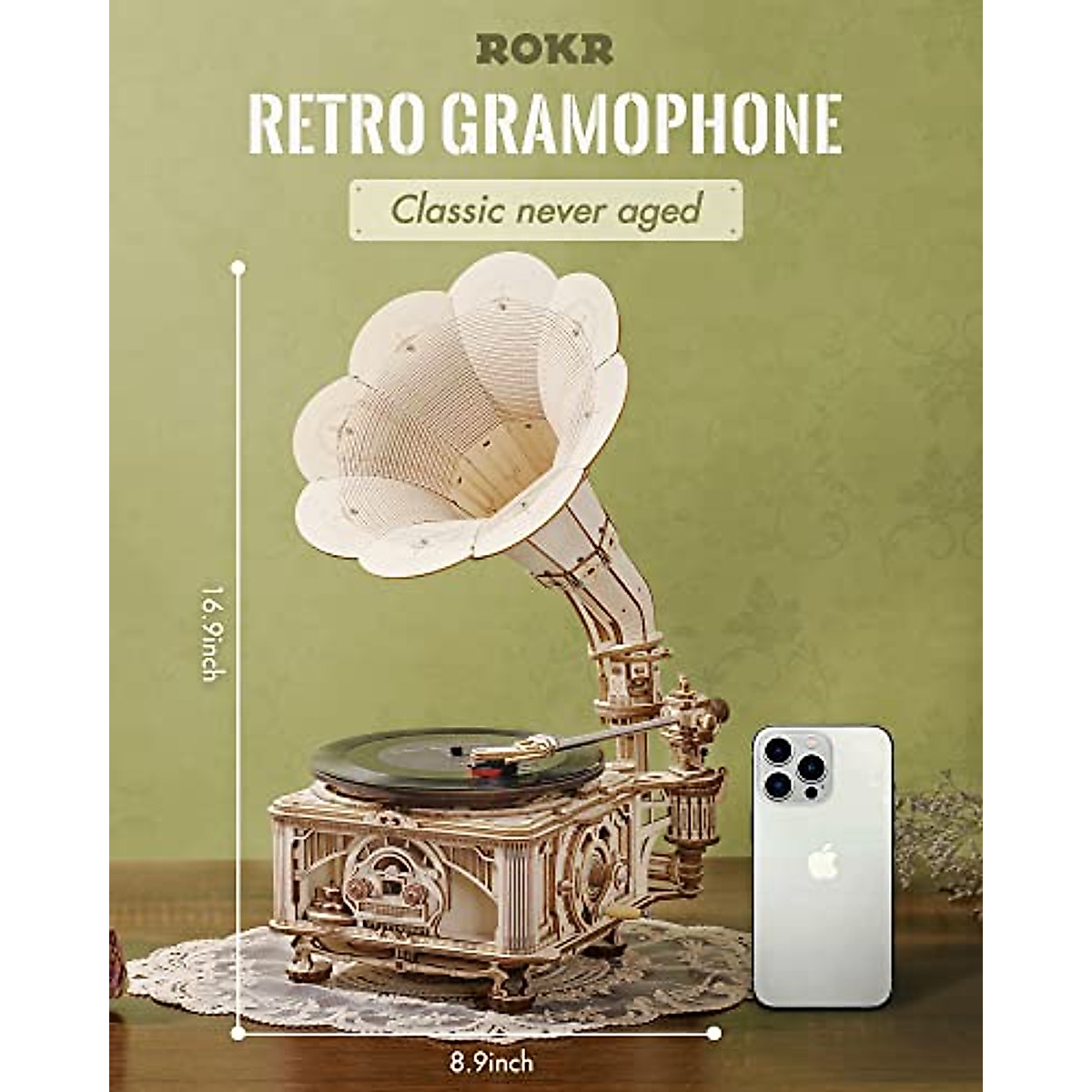 ROKR 3D Wooden Puzzles for Adults-Model Building Kit for Adults to Build-424Pcs DIY Wood Craft Kit-Room Decor for Men and Women