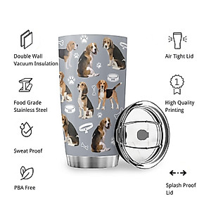 WmhrYpzhL Beagle Dog Travel Mug Animal Coffee Cup Stainless Steel Insulation Tumbler with Lid For Ice Drinks＆Hot Beverage Gifts Beagle Dog 1