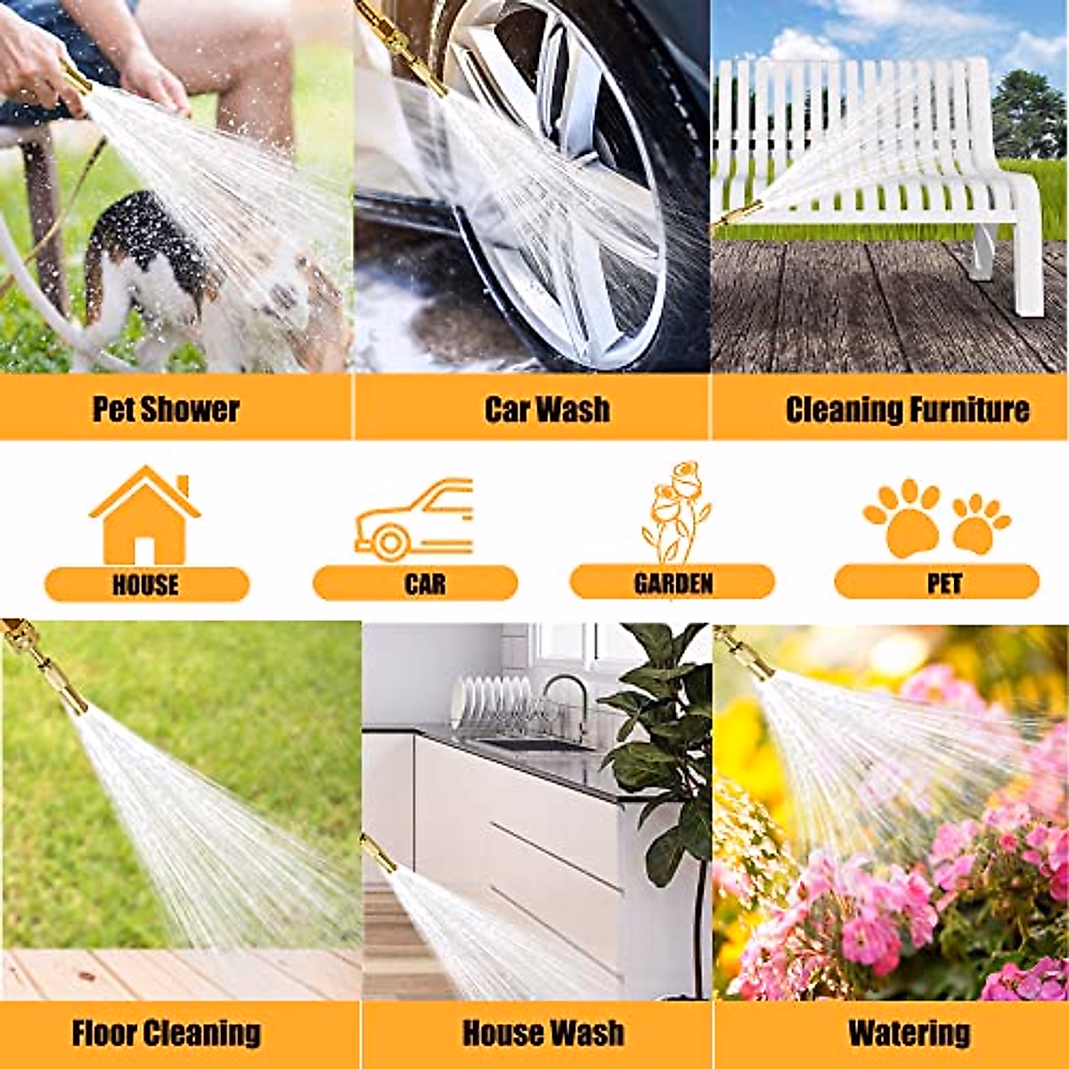 Metal Garden Hose 75FT Heavy Duty Lightweight 304 Stainless Steel Metal Water Hose with Brass Nozzle,Durable Fittings,No Kink & Tangle,Puncture Resistant,for Outdoor, Yard,Lightweight (75ft)