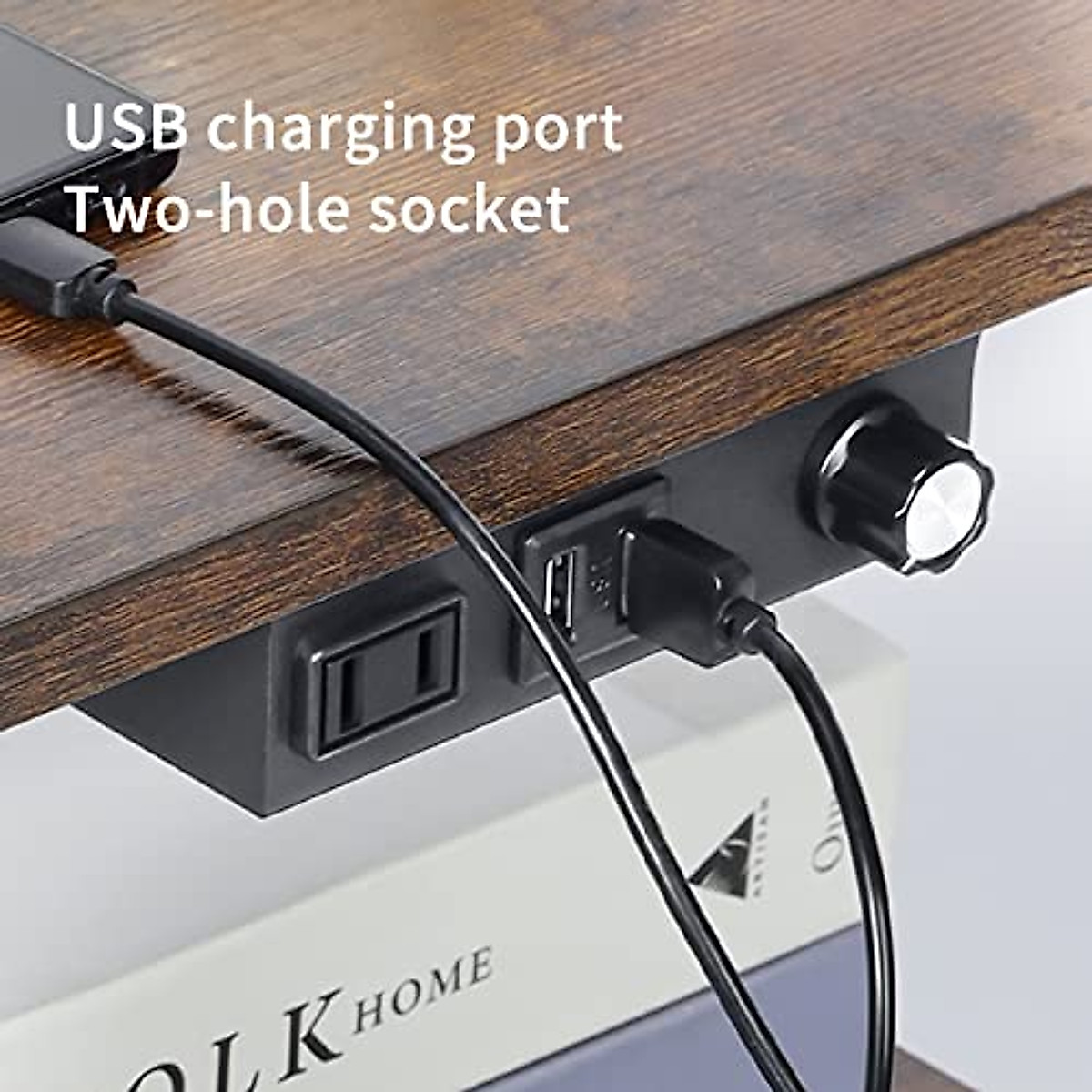 Pazarfami Floor Lamp with Table, Side Table with USB Charging Port and Outlet, Modern Bedside Nightstand End Table with Floor Light for Living Room, Bedroom, Guest Room, Bulb Included