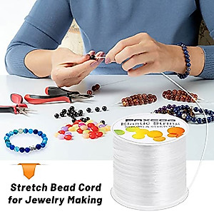 Paxcoo 1mm Elastic Bracelet String Cord Stretch Bead Cord for Jewelry Making and Bracelet Making