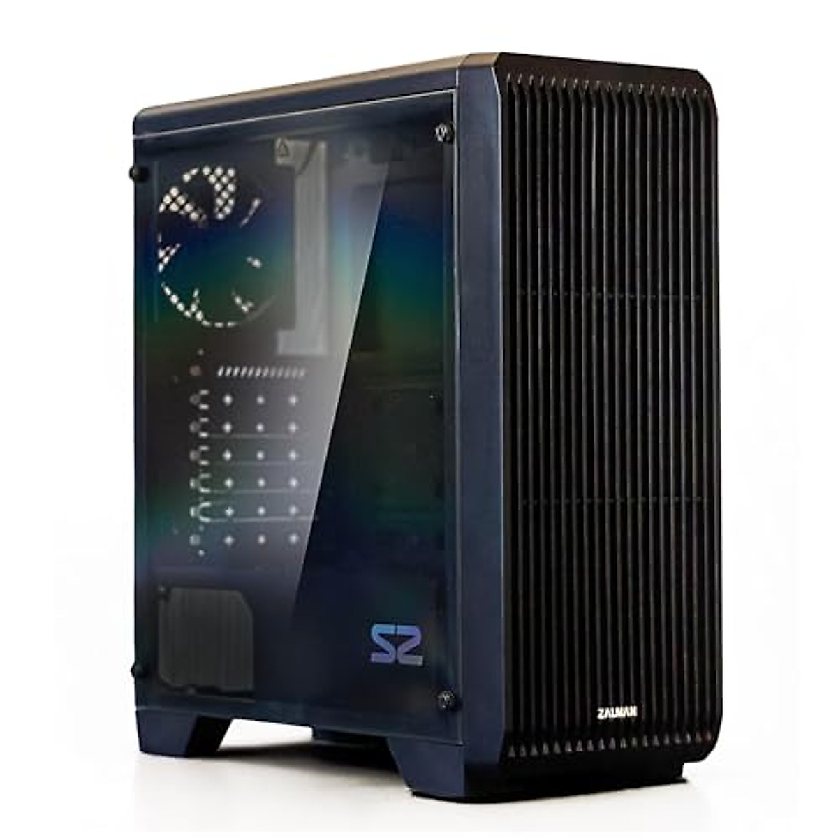 Zalman - S2 - ATX Mid-Tower PC Case - Full Acrylic Side Panel - Mesh Front Panel - 3x Case Fan 120mm Pre-Installed, Black