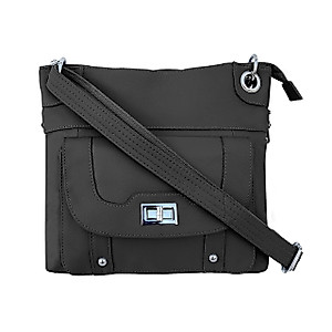 Concealed Carry Gun Purse - Twist Lock Pocket Crossbody Bag by Roma Leathers (Black)