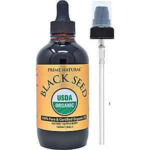 Organic Black Seed Oil 4oz - Cold Pressed Unrefined High Thymoquinone 1.7% USDA Certified - Turkish Origin Potent Nigella Sativa Liquid - Vegan Omega 3 6 9, Antioxidant Immune Boost Joints Skin Hair