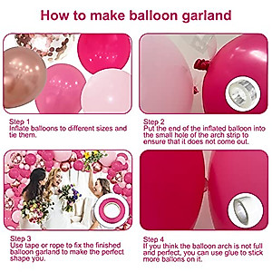 PERPAOL 143Pcs Rose Pink Balloon Garland Arch Kit, Hot Pink Metallic Rose Gold Chrome Balloons for Wedding Party Princess Theme Birthday Bridal Shower Decorations