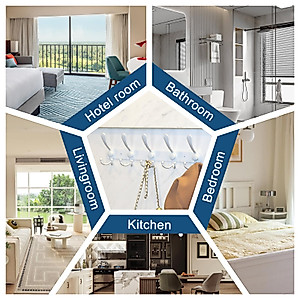 DVACEL 2 Pack Coat Rack Wall Mount, Wall Coat Rack with 5 Tri Hooks for Hanging Heavy Duty，Stainless Steel for Towel Clothes Coat Hanger Hat Rack Bathroom Bedroom Kitchen Hotel Entryway (White)