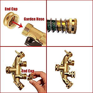 PWACCS Garden Hose Female End Cap, Brass Spigot Cap with Extra 12 Washers, 3/4 Inch, 4-Pack