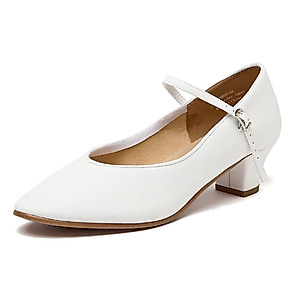 Danzcue Adult 1.5 Inch Character Dance Shoes, White, 8 M