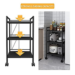 WHIFEA 3 Tier 11.8”-17.7” Adjustable Metal Shelves with Wheels Pantry Organization and Storage Shelving Unit Display Rack Stainless Corner Shelf Organizer Space Saver for Kitchen Bedroom Bathroom