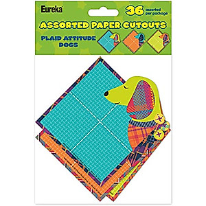 Eureka Multicolor Plaid Dog Themed Square Bulletin Board and Classroom Decorations, 36pcs, 5.5'' x 5.5''