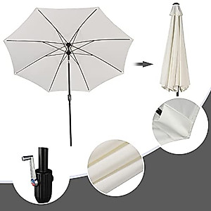 SUNNYARD Umbrella 10' Round Aluminum Pole Fiberglass Rib Market Patio Umbrella (White)