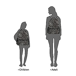 Backpack Daypack Casual Bag Paisley Mandala Black White Vintage Shoulder Rucksack