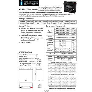 Mighty Max Battery 12v 18ah f2 SLA Replacement Battery for Power Sonic ps-12180