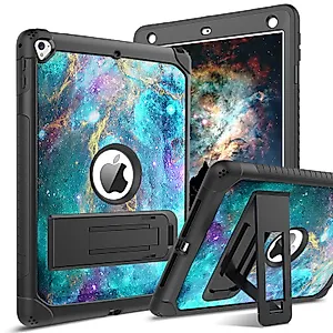 BENTOBEN Glow in The Dark Tablet Cover - 3 in 1 Shockproof Kickstand Protective Case for iPad Air 2, 6th/5th Gen, 9.7" 2018/2017, iPad Pro 9.7 - Nebula