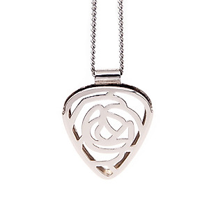 PICKRING Rose Shaped Guitar Pick Holder Necklace (SILVER)