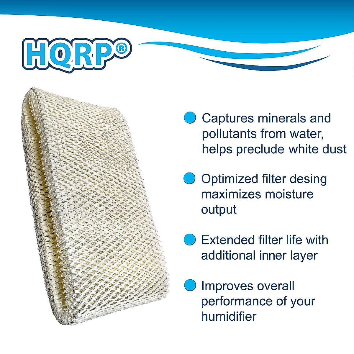HQRP Wick Filter Compatible with Holmes Humidifier HM3500, HM3501, HM3600, HM3650, HM3656, HM3640, HM3641, HM3655, Replacement HWF75CS / HWF75 D / SF221 / HWF72 / HWF72R