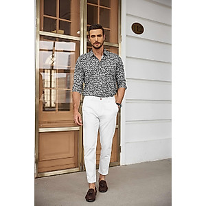 COOFANDY Men's Floral Dress Shirts Long Sleeve Regualr Fit Casual Button Down Shirts Black