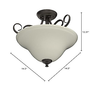 Westinghouse 6306500 Dunmore Two-Light Indoor Semi-Flush, Oil Rubbed Bronze Finish with Frosted Glass, 2, White,Black