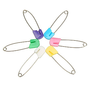 Assorted Color 100 Packs 2.2" Baby Infant Child Kids Nappy Cloth Diaper Safety Pins Plastic Head Locking Cloth Safety Pins Clip Holder