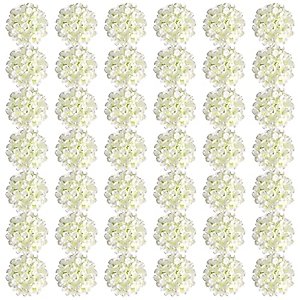 Auihiay 64 PCS Artificial Hydrangea Flowers, Silk Hydrangea Flowers Heads with Stems, Full Artificial Flowers for Wedding Centerpieces, Baby Shower, Home Garden Party Decor (Ivory)