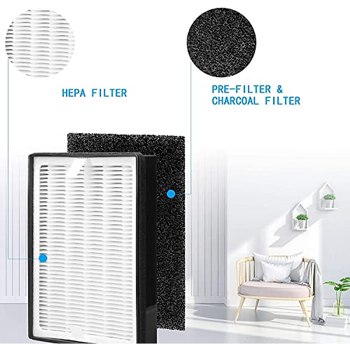 KEYJINIU H126 Replacement HEPA Filter, Compatible with Levoit LV-H126, Includes 2 HEPA Filters and 8 Activated Carbon Pre-Filters Set, LV-H126-RF