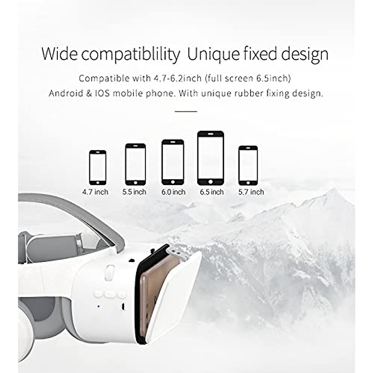 VR Headset, Virtual Reality Headset w/Controller & Headphones for Kid Adult Play 3D Game Movie, Universal VR Set Glasses Goggle Bundle for PC Android Phone for iPhone 13 12 11 Pro X S R Max Samsung