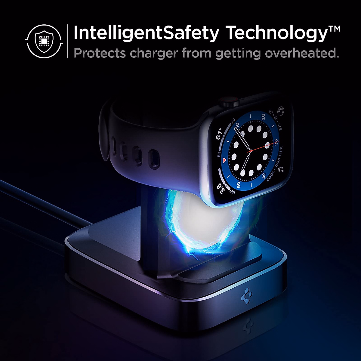 Spigen for Apple Watch Charger Stand [MFi Certified] Charger for Apple Watch Series 10/9/8/7/6/5/SE Ultra 2 49mm 45mm 44mm 42mm 41mm 40mm Nightstand Mode - Built in Charger&USB C Cable/No Adapter