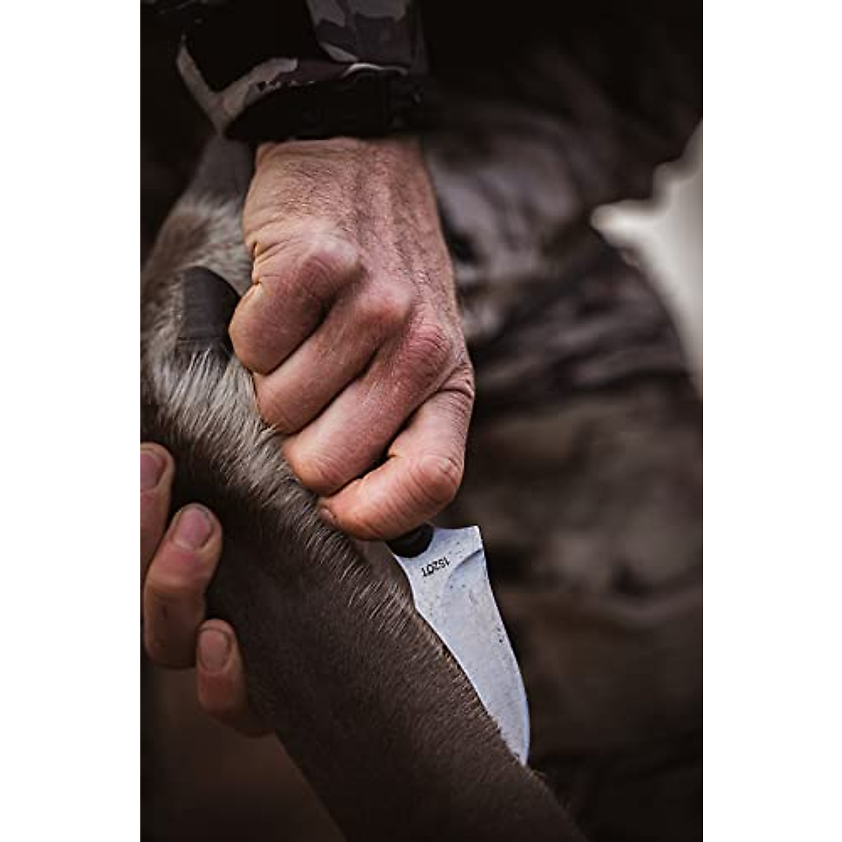 Old Timer 7.1in Full Tang Skinner Knife, 3.3in Clip Point Blade, Black Handle, Leather Sheath - For Hunting, Camping, Outdoors