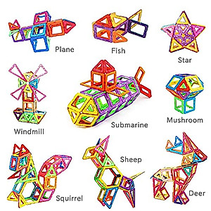 ZKA Magnetic Tiles, STEM Educational Building Kit, Clear Color Cagnetic Blocks Toy, Birthday Gift for Boys and Girls (168PCS)