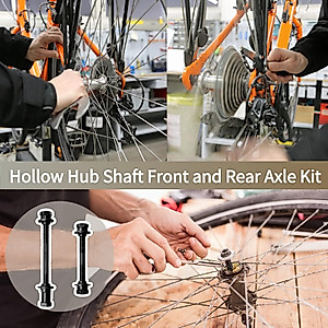 MOONDKIST 1 Pair Bike Axle, Bicycle Axles Rear Axle Front Axle Set with 20.5mm, 25mm Wheel Hub Steel Ball, Mountain Bike Hollow Hub Shaft Front and Rear Axle Kit 108mm, 145mm for Mountain MTB Bike